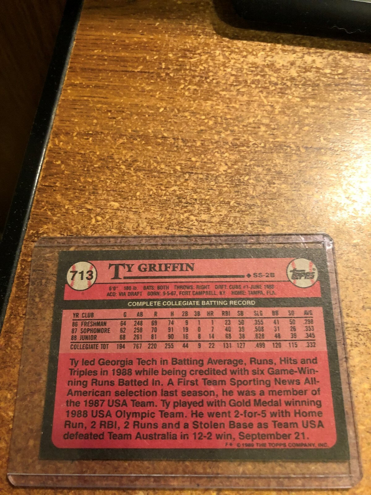 1989 Topps Baseball # 713 # 1 Draft Pick Ty Griffin RC | eBay