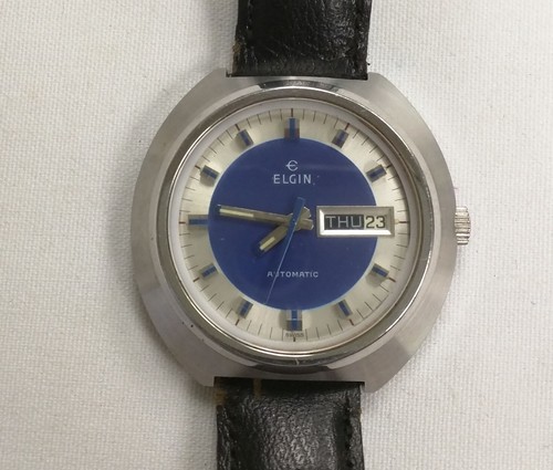 Vintage Elgin Automatic Day-Date Base Metal and Stainless Steel Watch ...