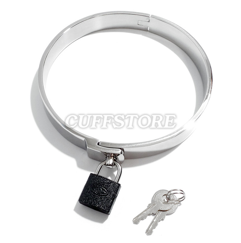 17" Locking Heavy Steel Collar Stainless with Padlock & Key - CuffStore ...