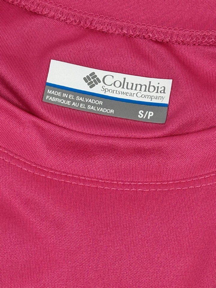Columbia PFG Long Sleeve Pink T Shirt Womens Small Spell Out Omni Shade ...