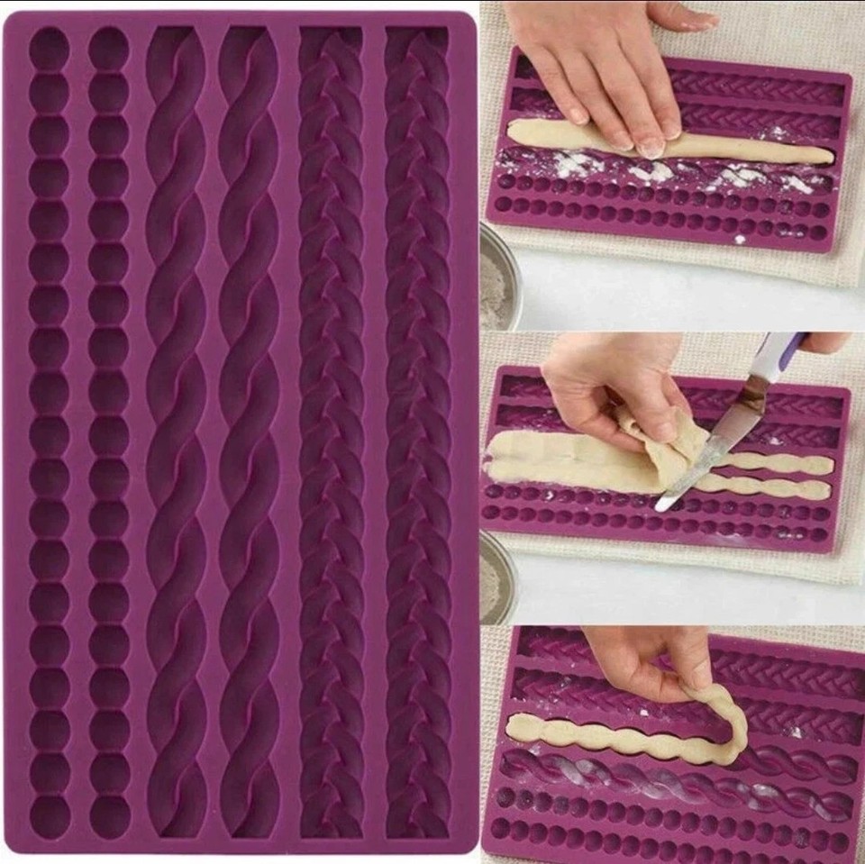 3D Knit Rope Relief Large Pearl Border Silicone Fondant Mould ...