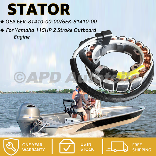 6EK-81410 Stator FOR Yamaha 115HP 2 Stroke Outboard Engine 6EK-81410-00 ...