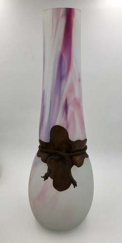 Impressive Filip Ravert Romanian Hand Blown Art Glass Vase Copper ...