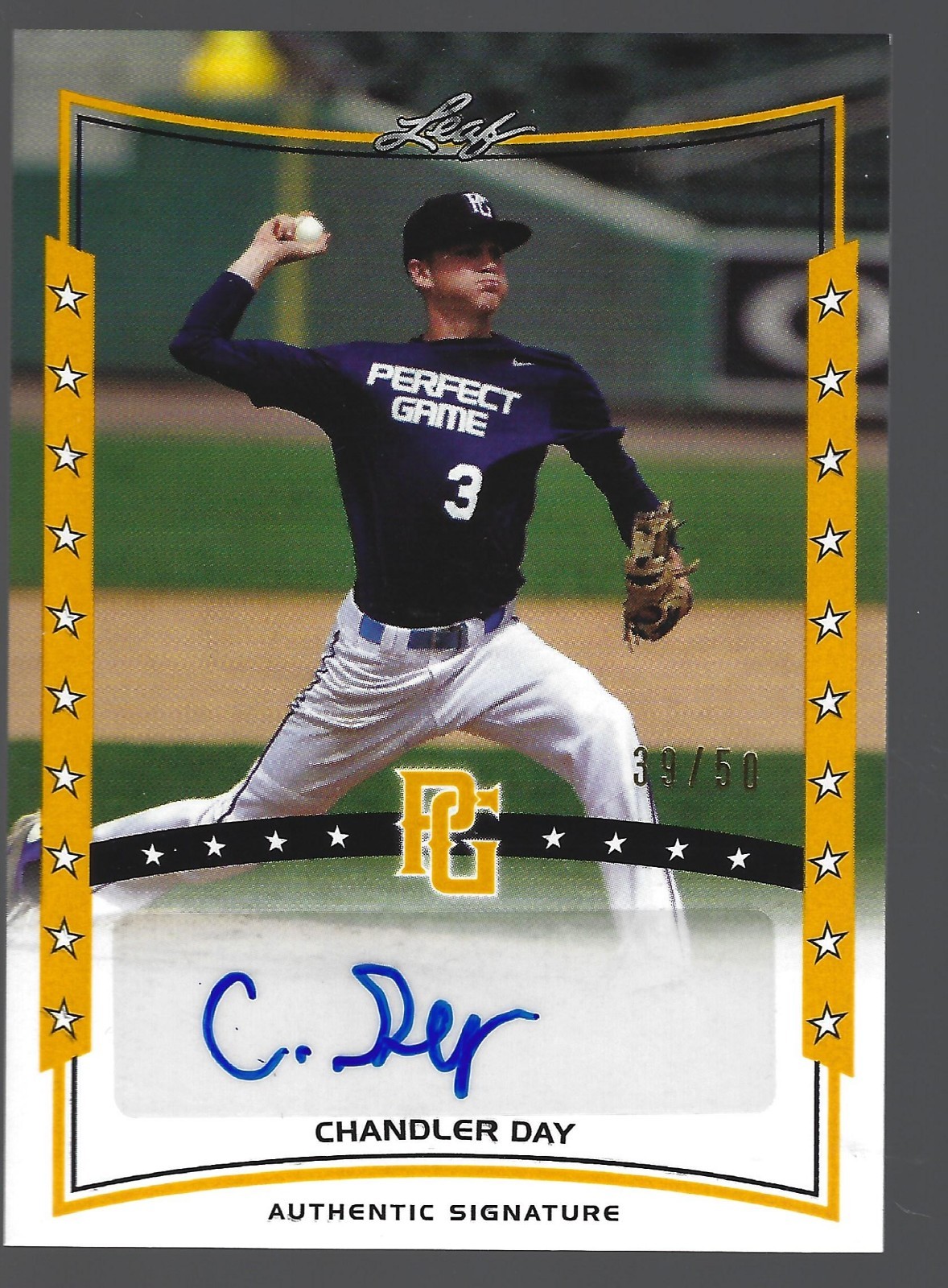 2014 Leaf Perfect Game Showcase Autographs Gold #A-CD1 Chandler Day 39/ ...