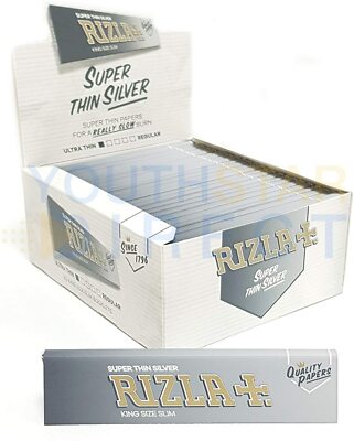 RIZLA SILVER KING SIZE SLIM ULTRA THIN CIGARETTE SMOKING ROLLING PAPERS ...