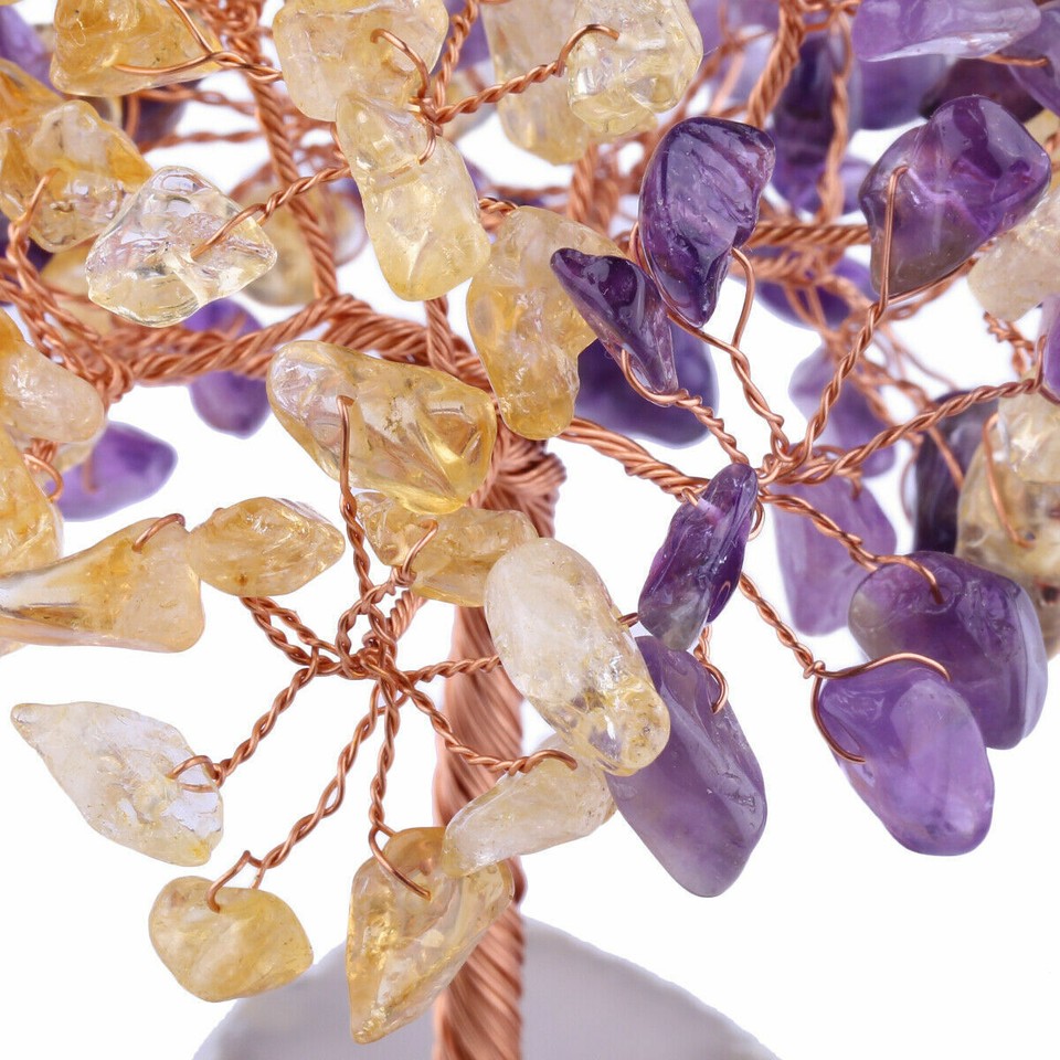 Natural Crystal Tree Copper Money Tree with Agate Slice Base for Luck ...