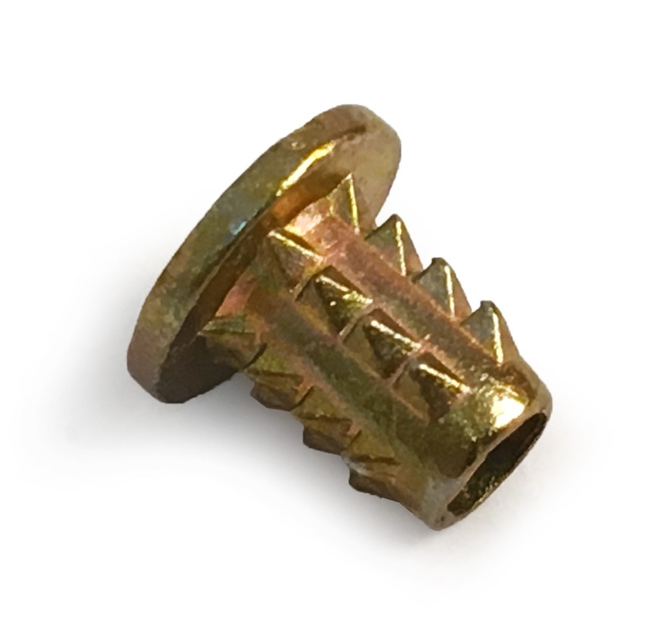 M3 x 8mm Headed Knock In Threaded Wood Inserts Type B Chipboard Yellow ...