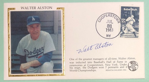 Walter Alston Autographed FDC Dodgers 1983 Cachet Sc 2046 Babe Ruth ...