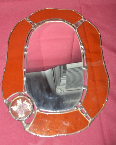 Carole Rosenbloom Art Glass Leaded Stained Glass Framed Mirror Signed ...