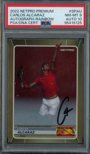 2022 NetPro Premium Carlos Alcaraz Rookie RC Auto Rainbow #'d /100 PSA ...