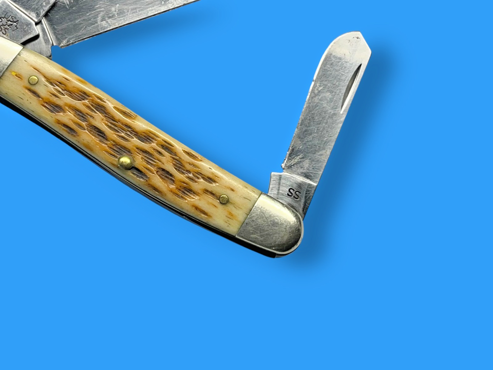 Vintage Case Knives 6347 SS XX Tested 3-Blade Amber Bone Jig Stockman ...
