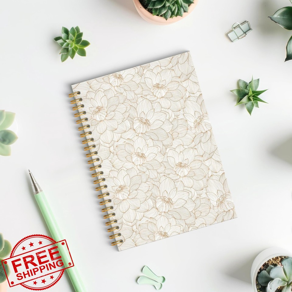 ROXMART Lotus Floral Notebook, 5.5x8.3 Beige Journal | eBay