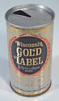 Vintage Wisconsin Gold Label Lager Beer 12oz Can Straight Steel Huber ...