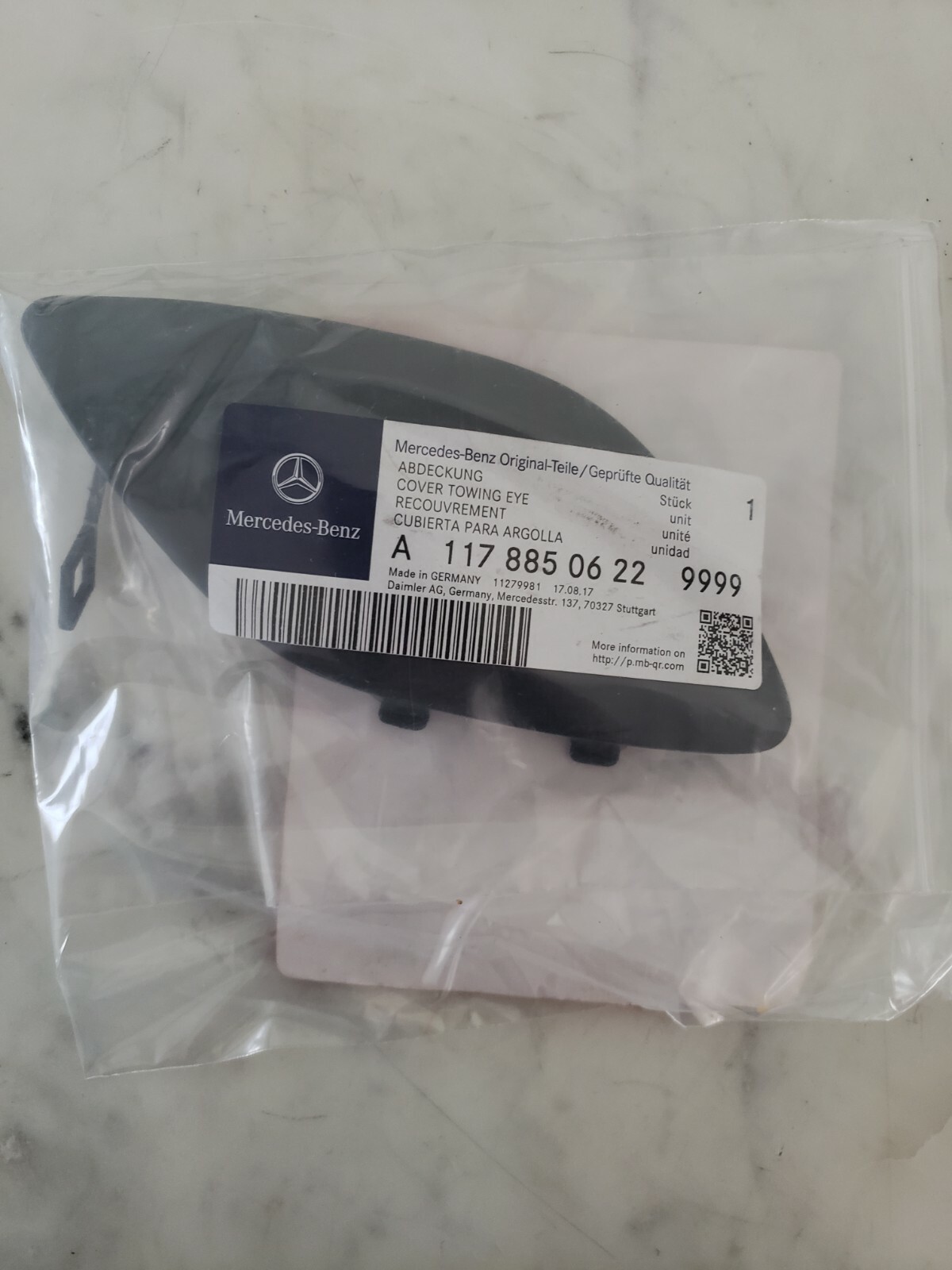 MERCEDES-BENZ COVER TOW CAP FRONT BUMPER 117-885-0622-9999 | DEALER | eBay