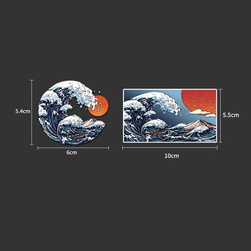 Ocean Waves Surge Car Stickers JDM Decal Auto Vinyl Door Window ...