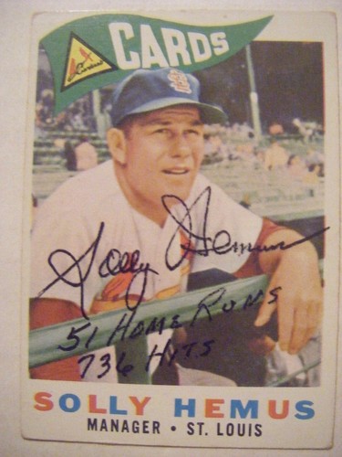 SOLLY HEMUS signed CARDINALS 1960 Topps baseball card PHILLIES ...