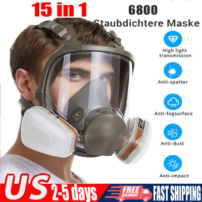 US Full Face Gas Mask Painting Spraying Respirator w/Filters for 6800 ...