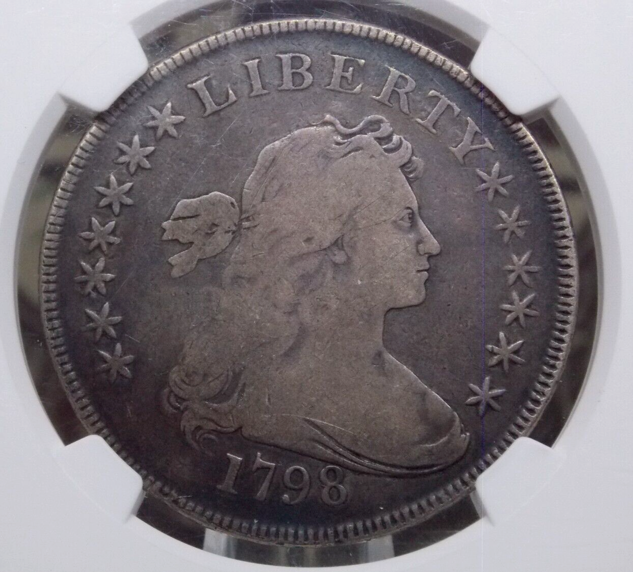 1798 Draped BUST Silver One Dollar *LARGE EAGLE* $1 NGC VG8 #004 Very ...