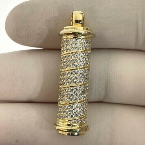 2Ct Round Cut Real Moissanite 14K Yellow Gold Plated Pole Barber ...