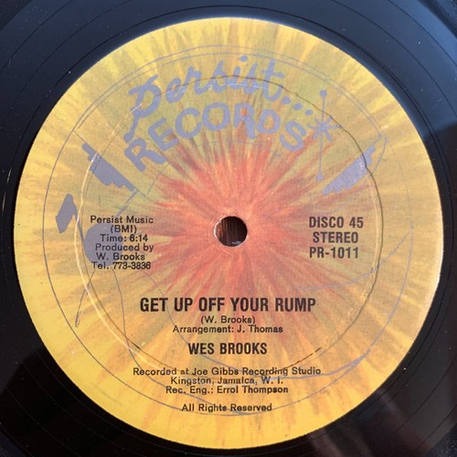 WES BROOKS Get Up Off Your Rump 12'' on Persist NM errol thompson reggae | eBay