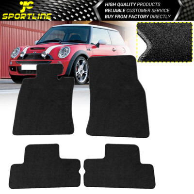 Fits 02-06 Mini Cooper Black Nylon Front & Rear Car Floor Mats Carpets ...