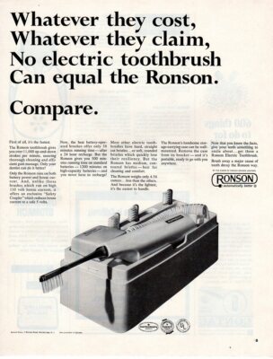Vintage advertising print ad Toothbrush RONSON Electric No other can ...