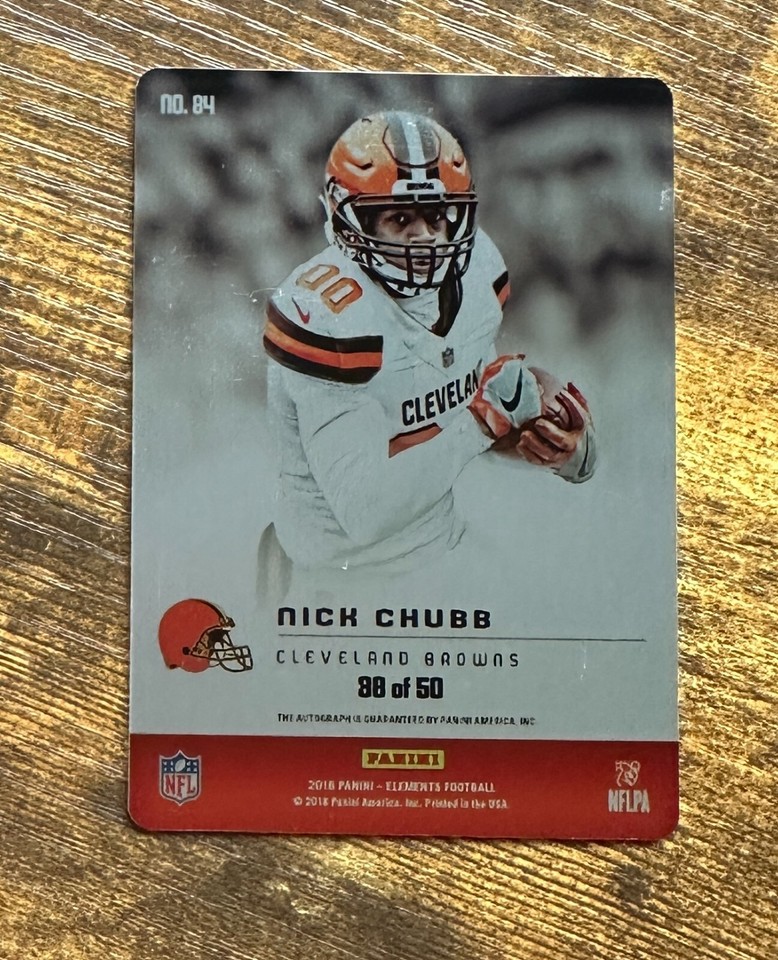 2018 Panini Elements Gold Autograph #84 Nick Chubb /50 RC rookie Auto # ...