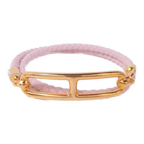HERMES GHW Roulis Double Tour Bracelet Leather Pink | eBay