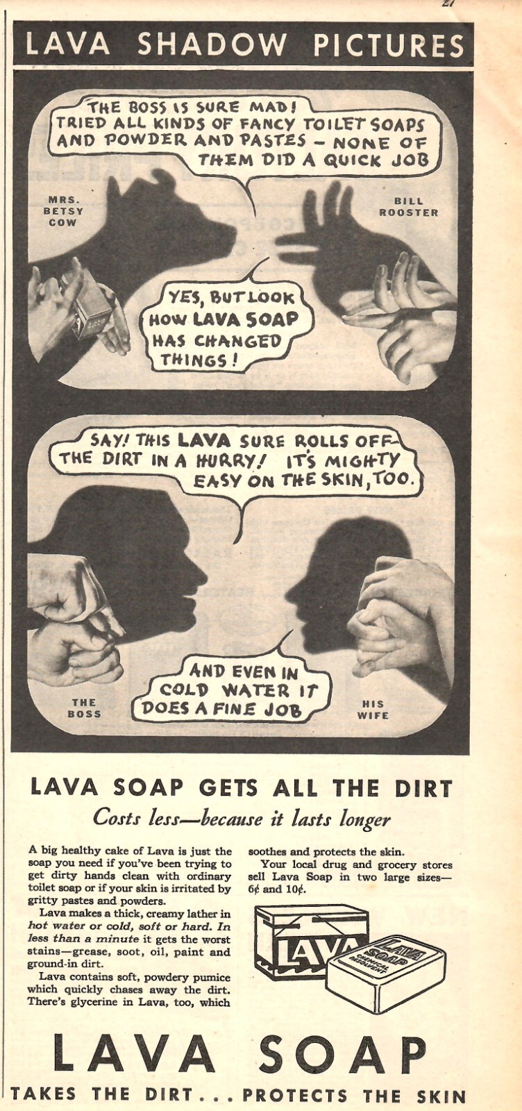 VINTAGE 1932 LAVA HAND SOAP SHADOW PUPPETS PRINT AD | eBay