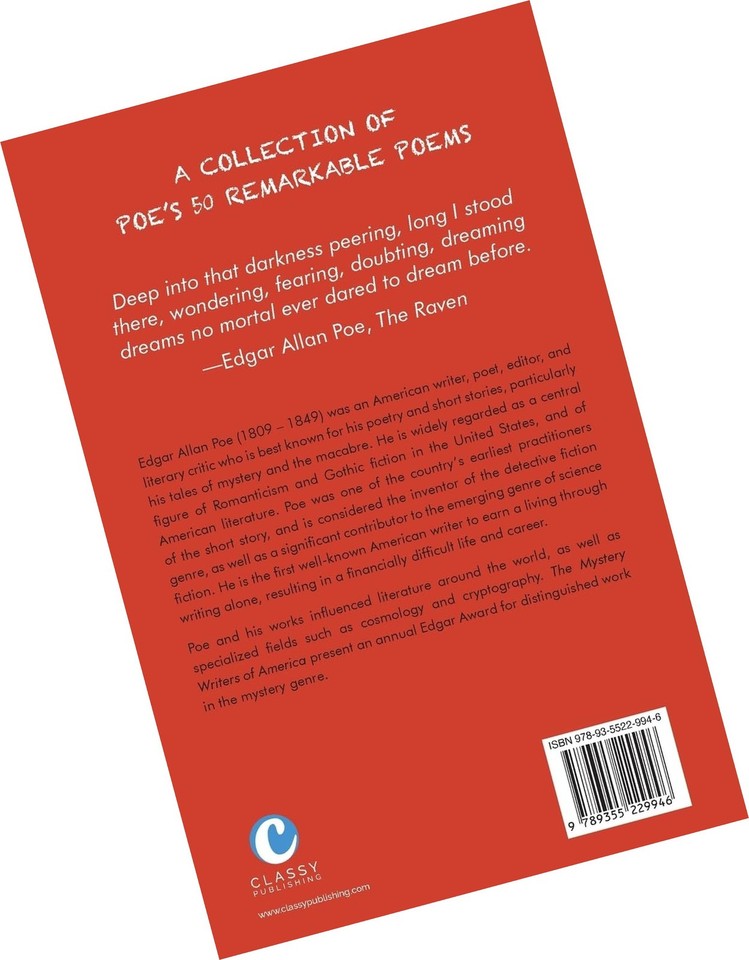 Edgar Allan Poe Poems Collection: The Raven, Annabel Lee, Alone and ...