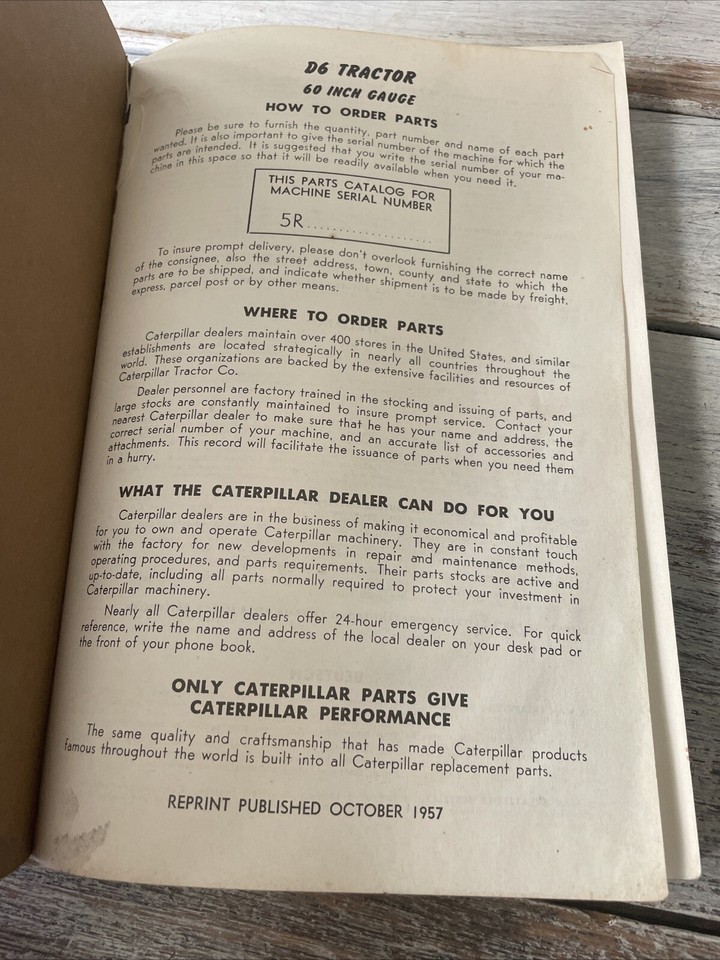 CAT Caterpillar D6 PARTS MANUAL BOOK CATALOG LIST TRACTOR BULLDOZER 5R1 ...