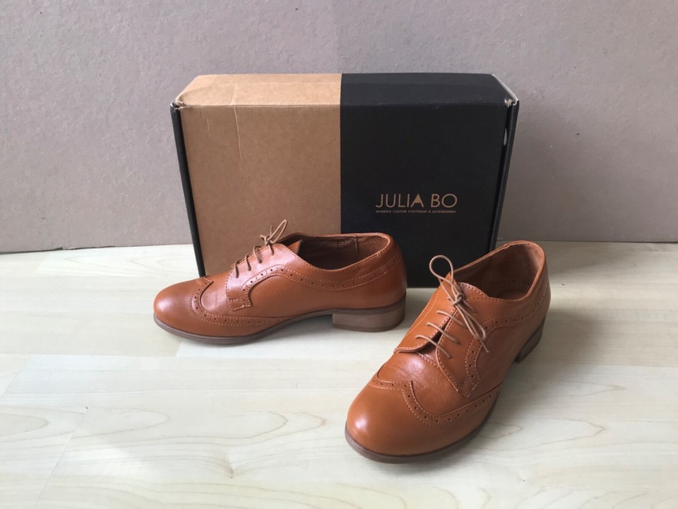 JULIA BO Womens Tan Brown Leather Astoria Derby Lace up Handcrafted ...