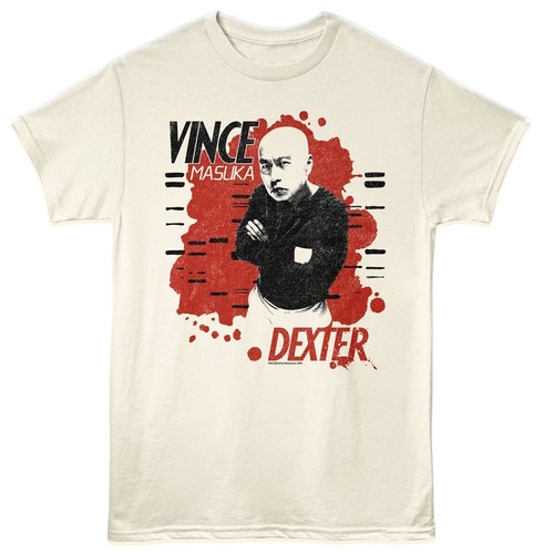 DEXTER MORGAN T-Shirt MASUKA SPLATTER TV Show New Mens Official Beige ...