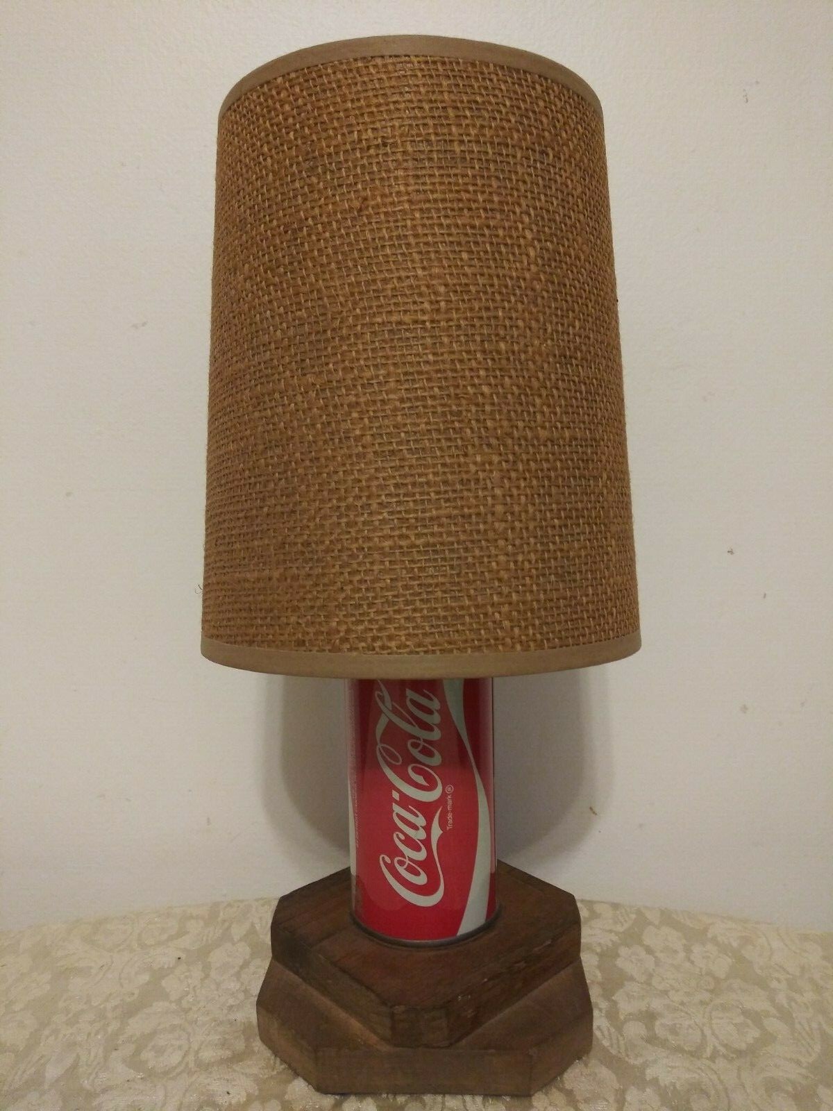 Vintage 15" Coca Cola Can Table Lamp and Tweed Shade | eBay