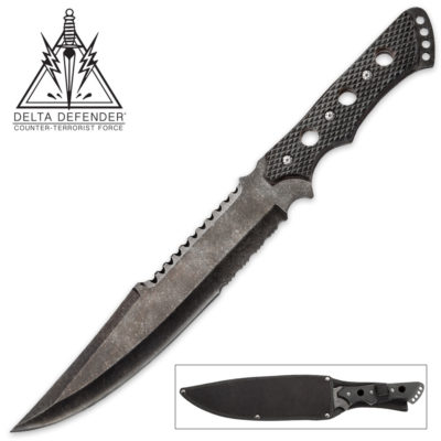 Delta Defender Hellscape Tactical Fixed Blade Knife with Nylon Sheath ...