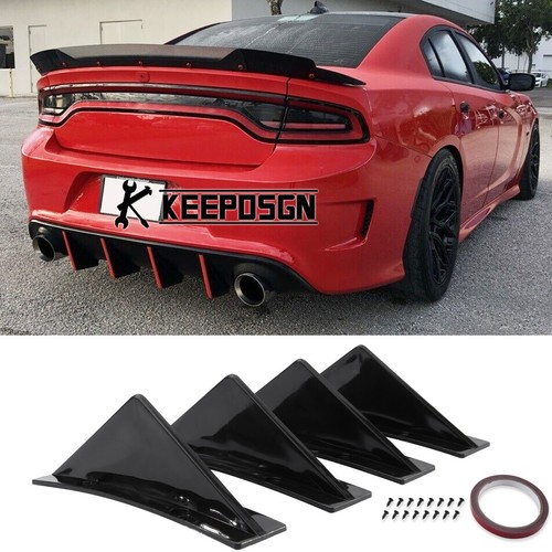 4X For Dodge Charger SXT SRT RT Shark Fin Rear Bumper Diffuser Spoiler ...