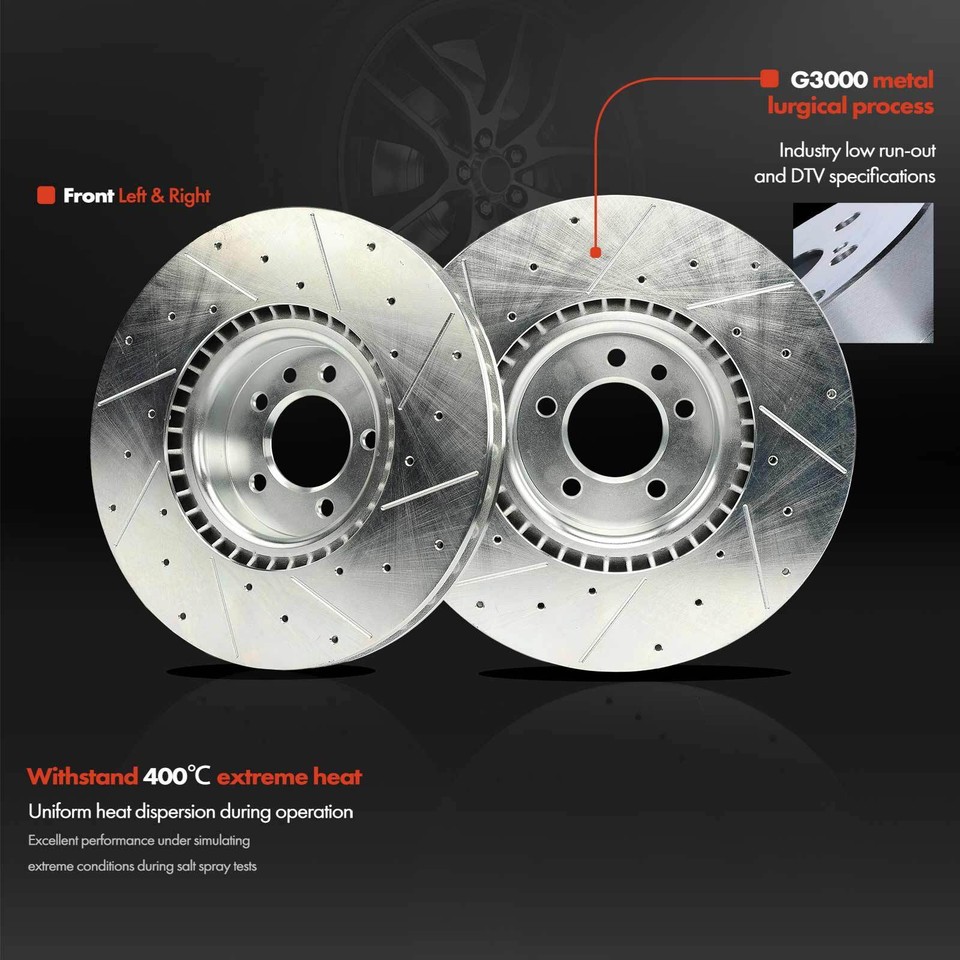 Front Drilled Brake Rotors & Ceramic Brake Pads for Land Rover Range ...