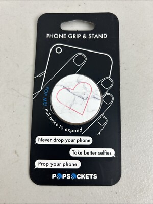 New Popsocket Phone grip & Stand White Marble Heart "Stoney Heart ...