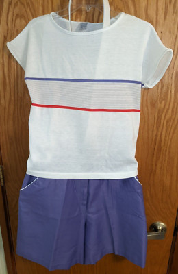 Jantzen Sport 80s White Shirt with Purple/Red Stipes and Matching ...