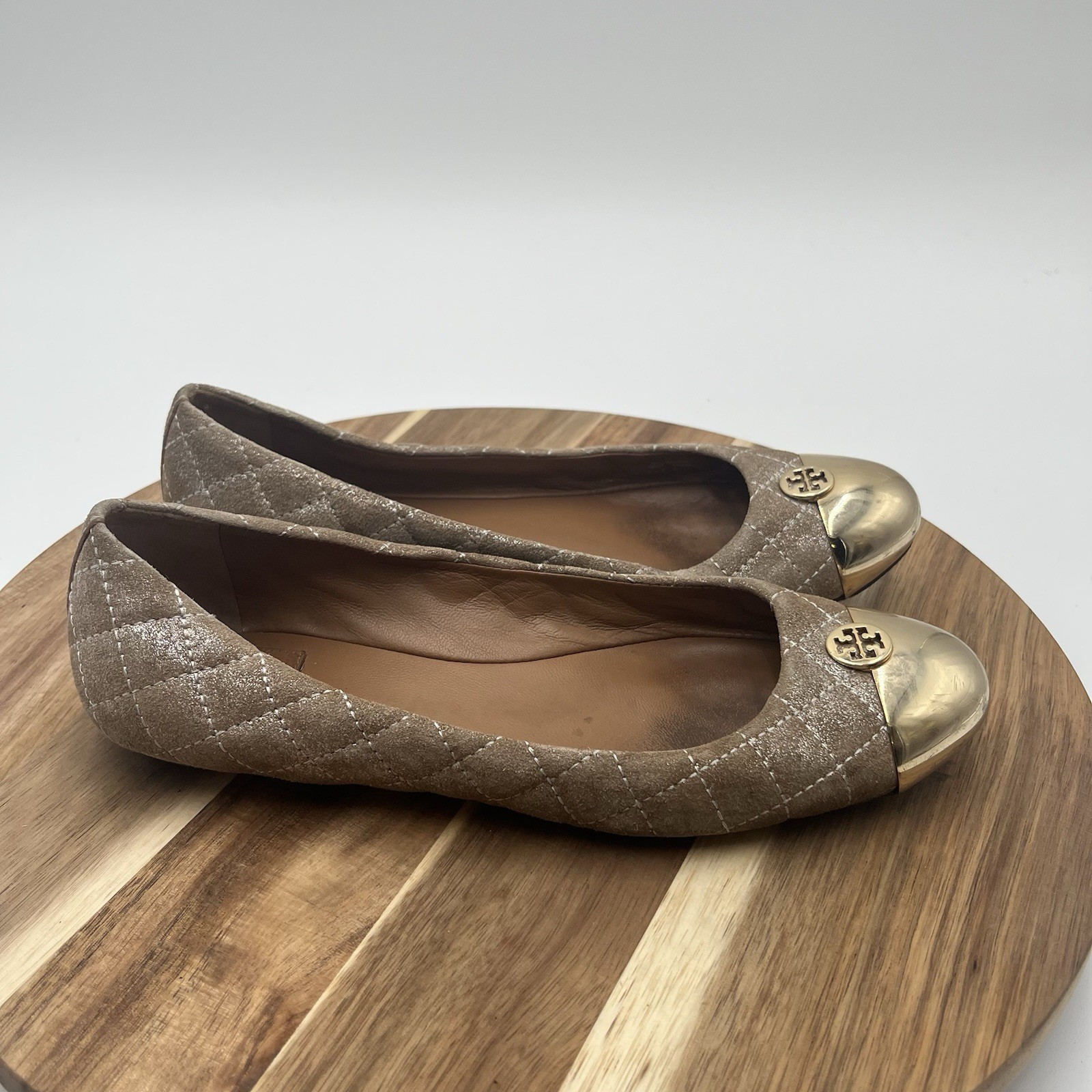 Tory Burch Women's Kaitlin Quilted Tan Leather Cap To… - Gem