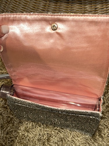 Slant Collections Silver Glitter Purse with Hidden Flask, Holds 16 ...