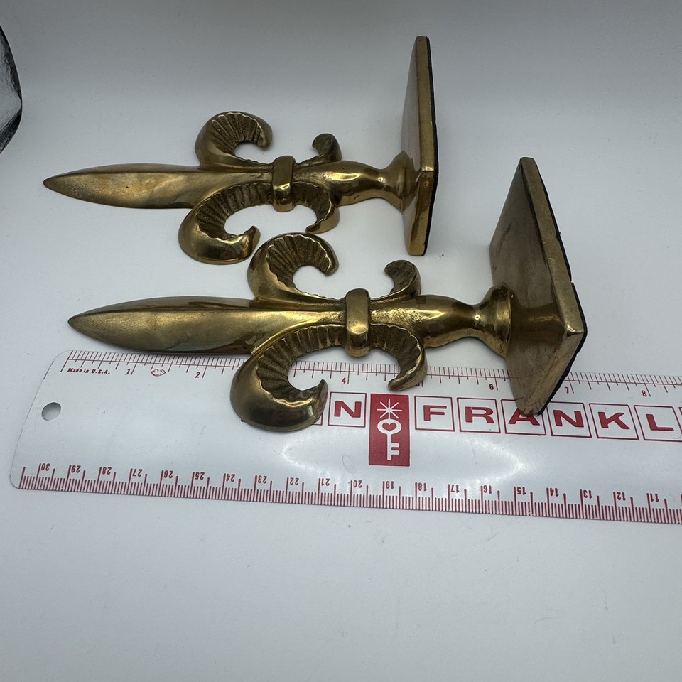 Vintage Brass Fleur-de-Lis Bookends Andrea by Sadek French Revival ...