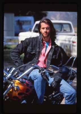 Lorenzo Lamas Renegade Iconic Portrait on Motorcycle Original 35mm ...