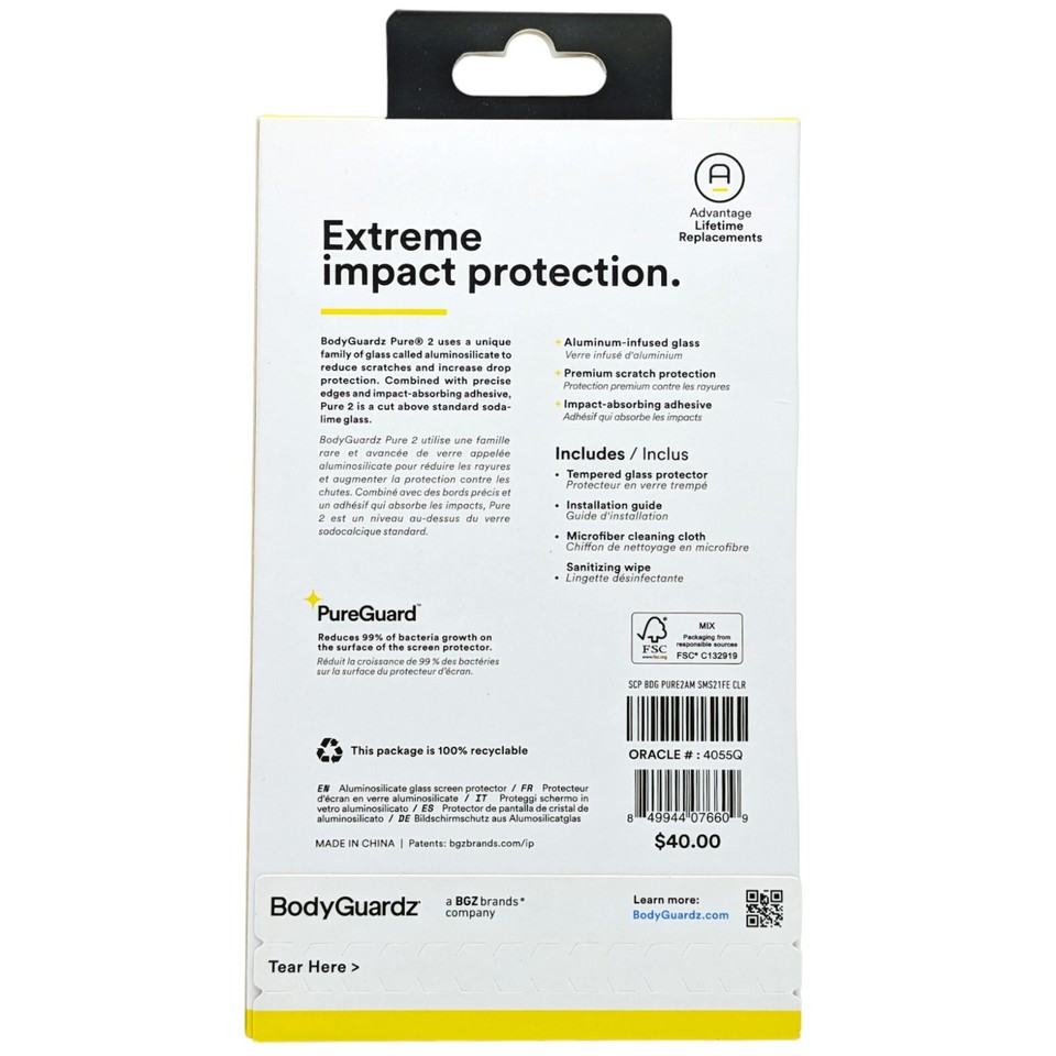 BodyGuardz Pure 2 Tempered Glass Screen Protector for Samsung Galaxy ...