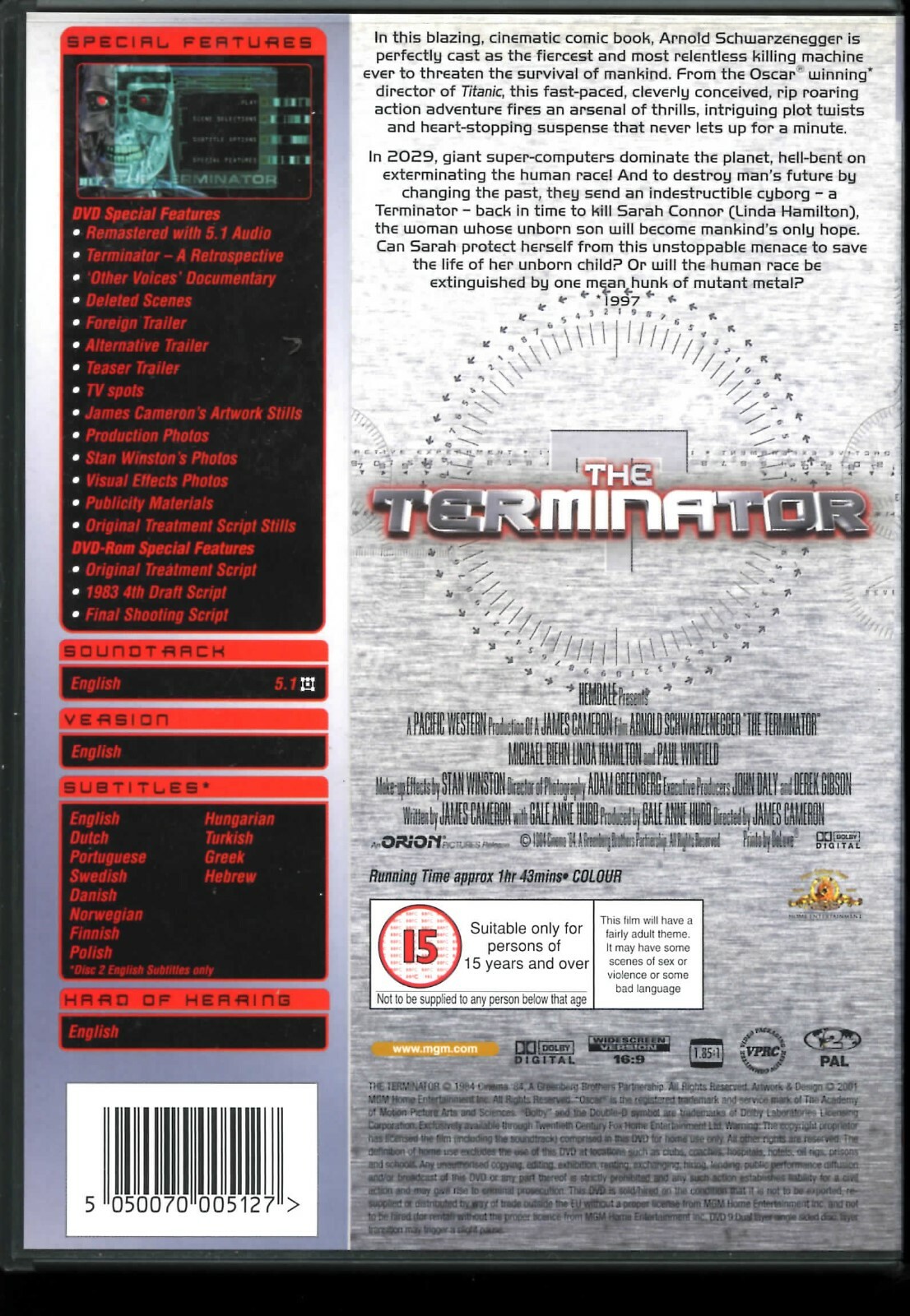 The Terminator - Special Edition (DVD, 2001, 2-Disc Set) | eBay UK