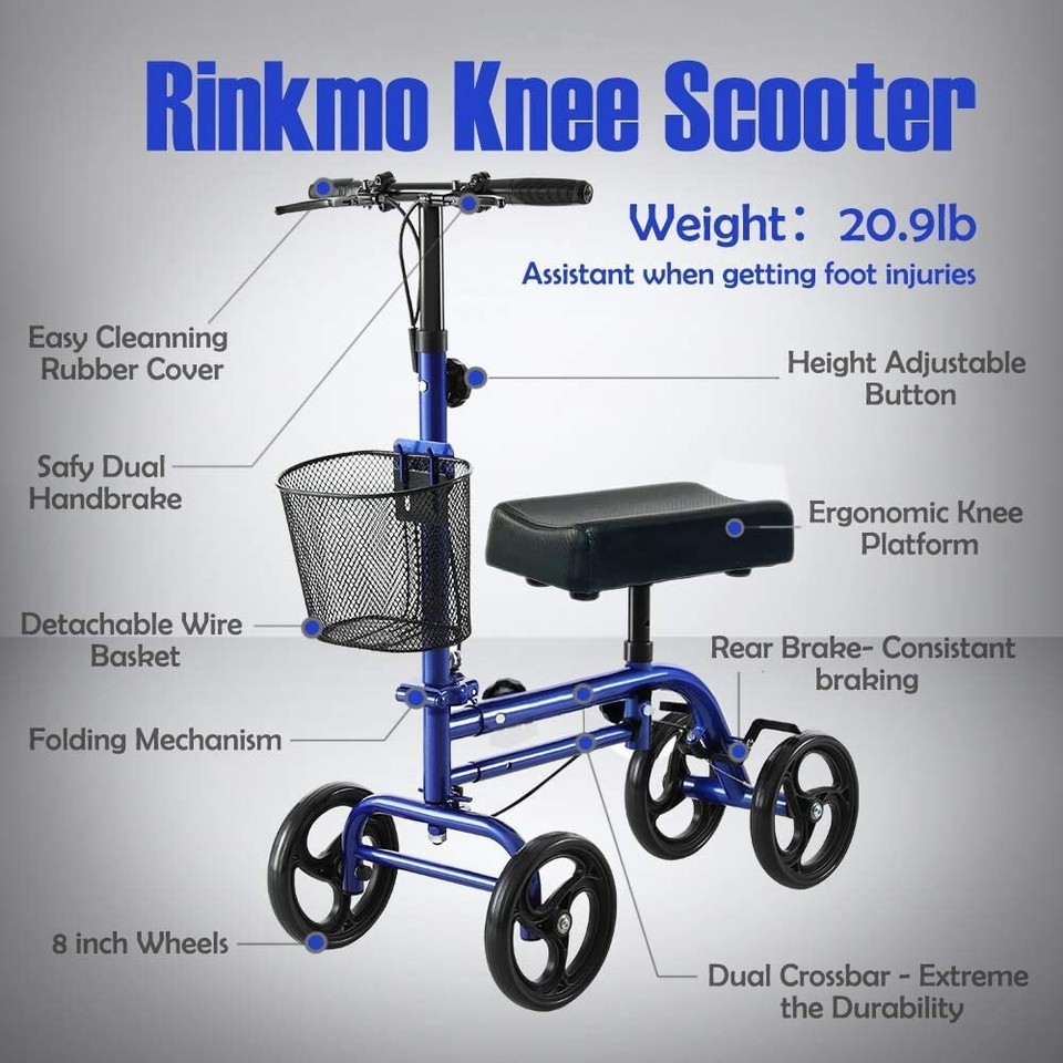 Knee Scooter, Rinkmo Steerable Knee Walker / Knee Scooters for Foot ...