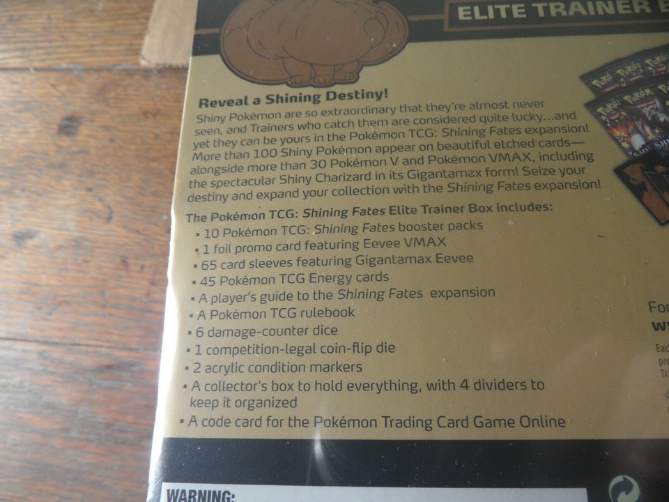 H-37 2021 Pokemon Shining Fates Elite Trainer Box ETB 10 booster packs ...