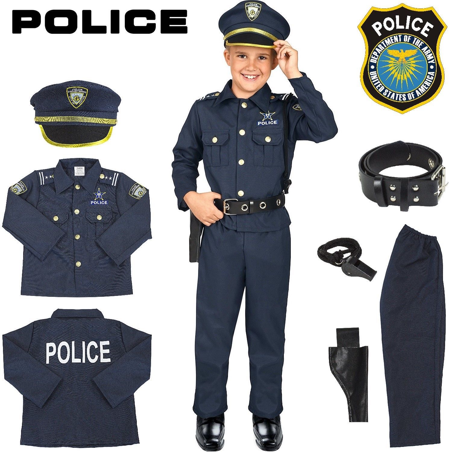 Specialty Policemen Costumes Children Cosplay for Kids Army Police ...