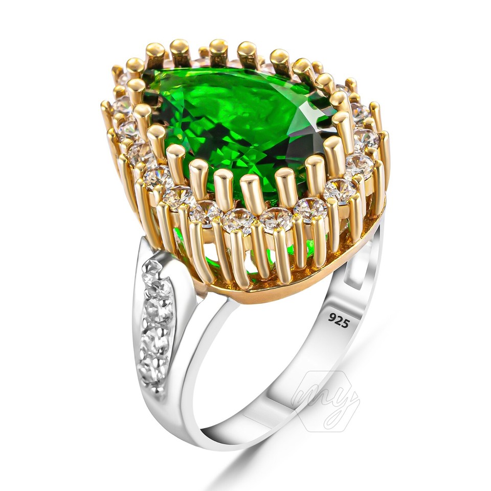 925 Sterling Silver Green Stone Turkish Hurrem Sultan Women's Ring | eBay