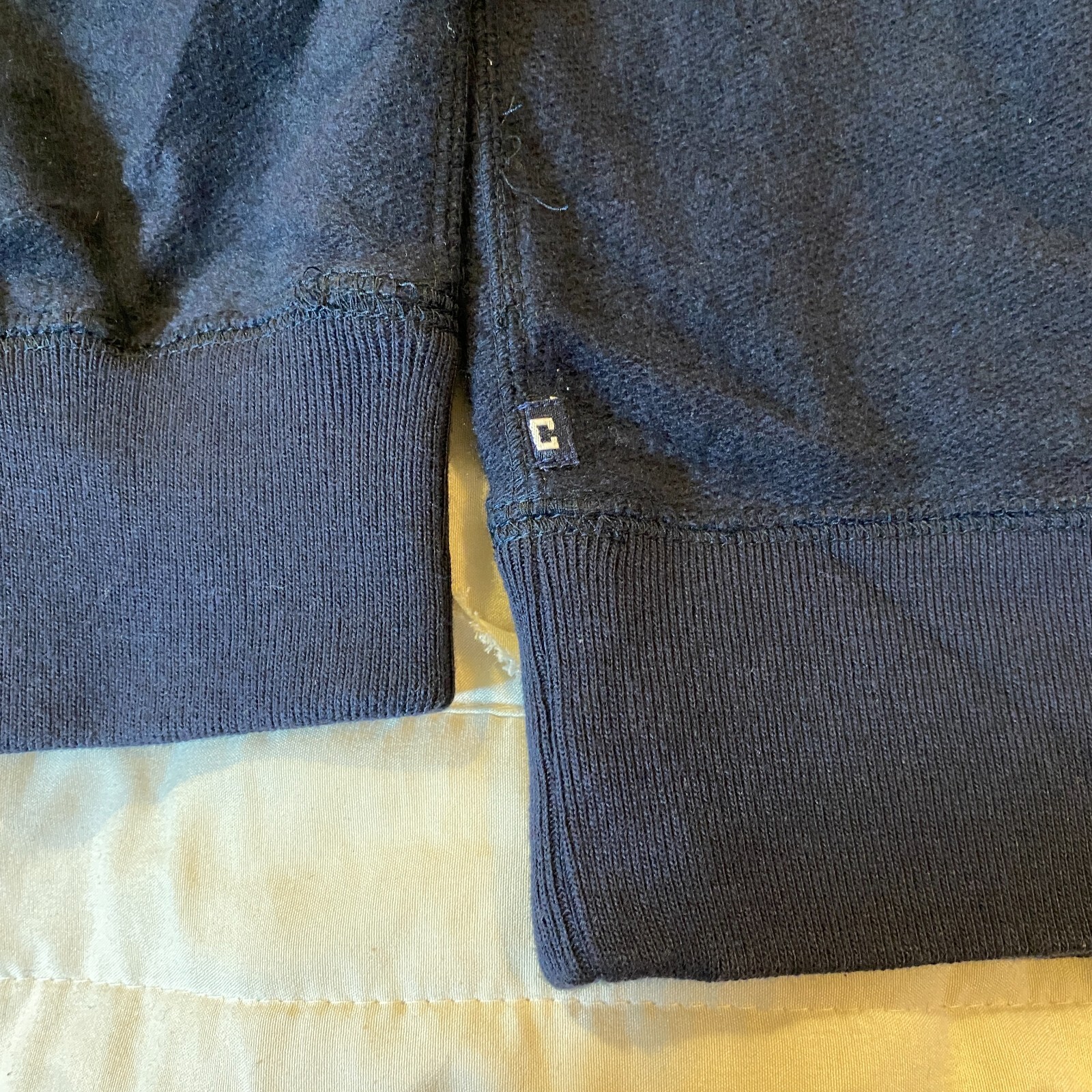 Chaps Ralph Lauren Pullover Mens Small Navy Maroon Stripe Fuzzy 1/4 ...